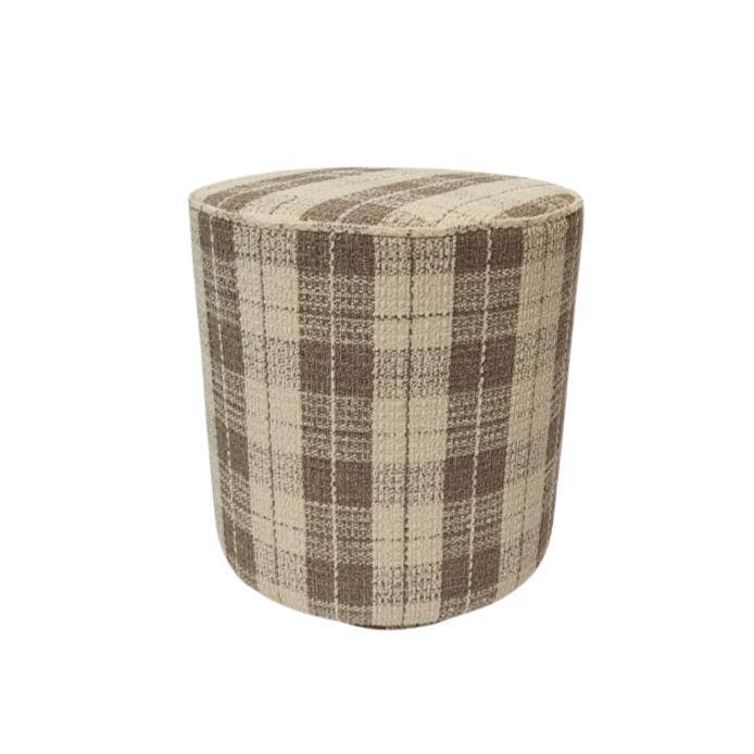 Puffe Boris Xadrez Tweed cor Cru e Bege – JRJ Tecidos